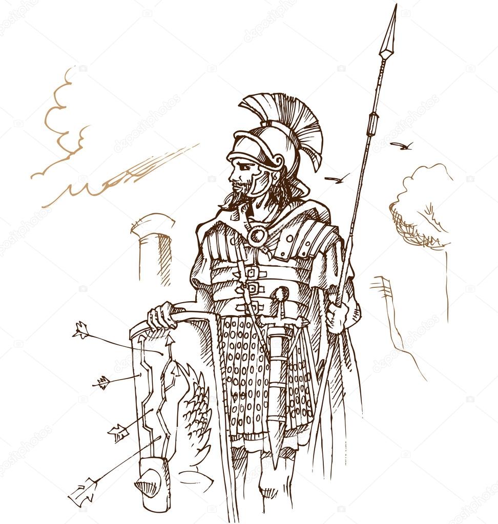 Roman Soldier Drawing Step Step