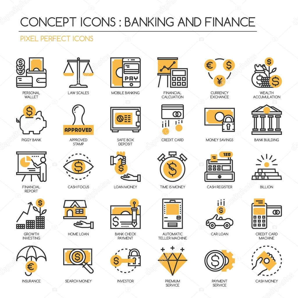Banking and Finance , thin line icons set ,Pixel Perfect Icons Stock ... Banking and Finance , thin line icons set ,Pixel Perfect Icons Stock ...