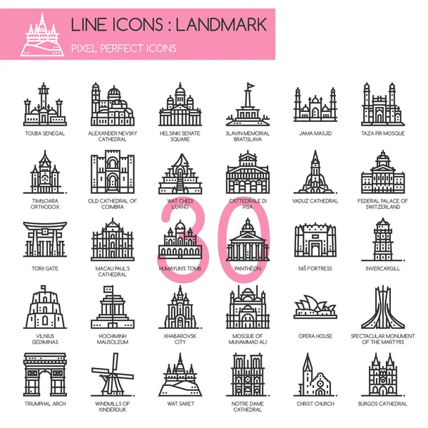 Landmark, thin line icons set ,pixel perfect icon — Stock Vector © ratch0013 #110975694