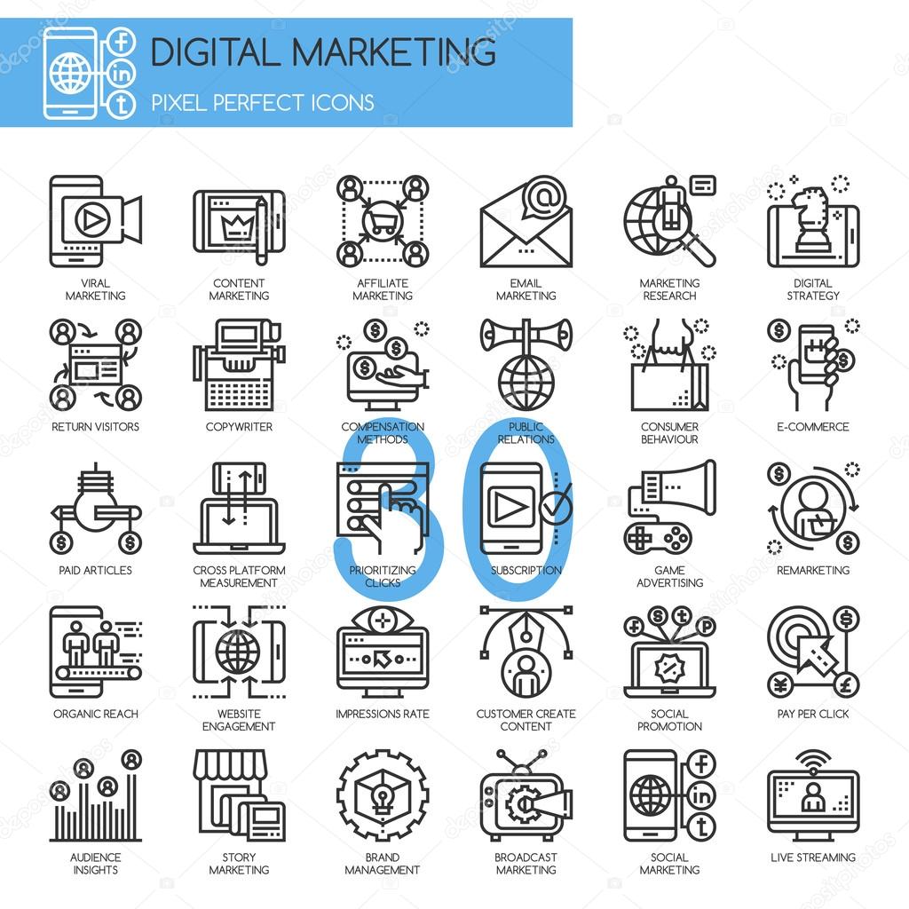 Digital marketing Icons Set Stock Vector Image by ©ratch0013 #114771384