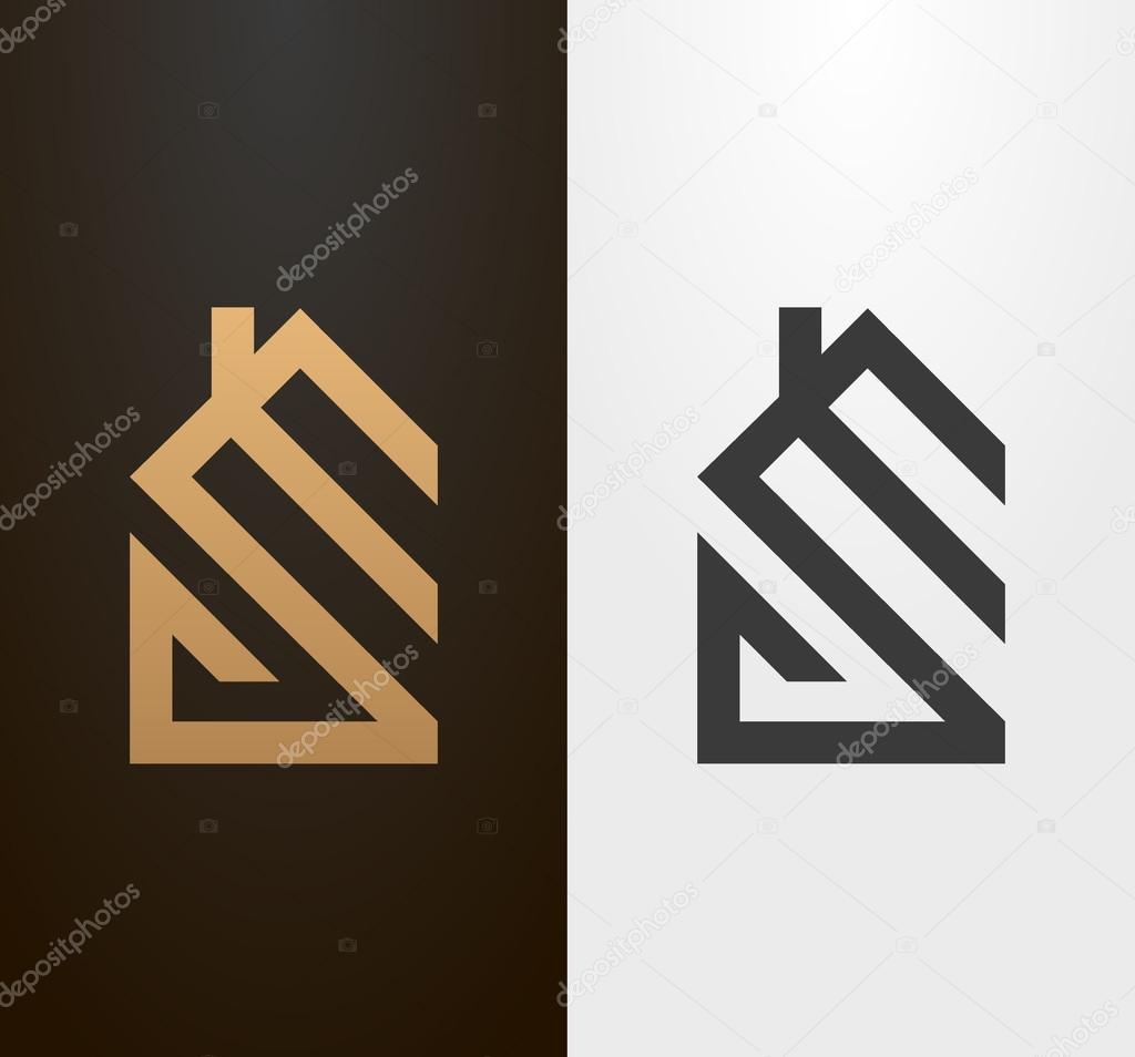Simple line house logo, icon. — Stock Vector © Zubroffka #73869763