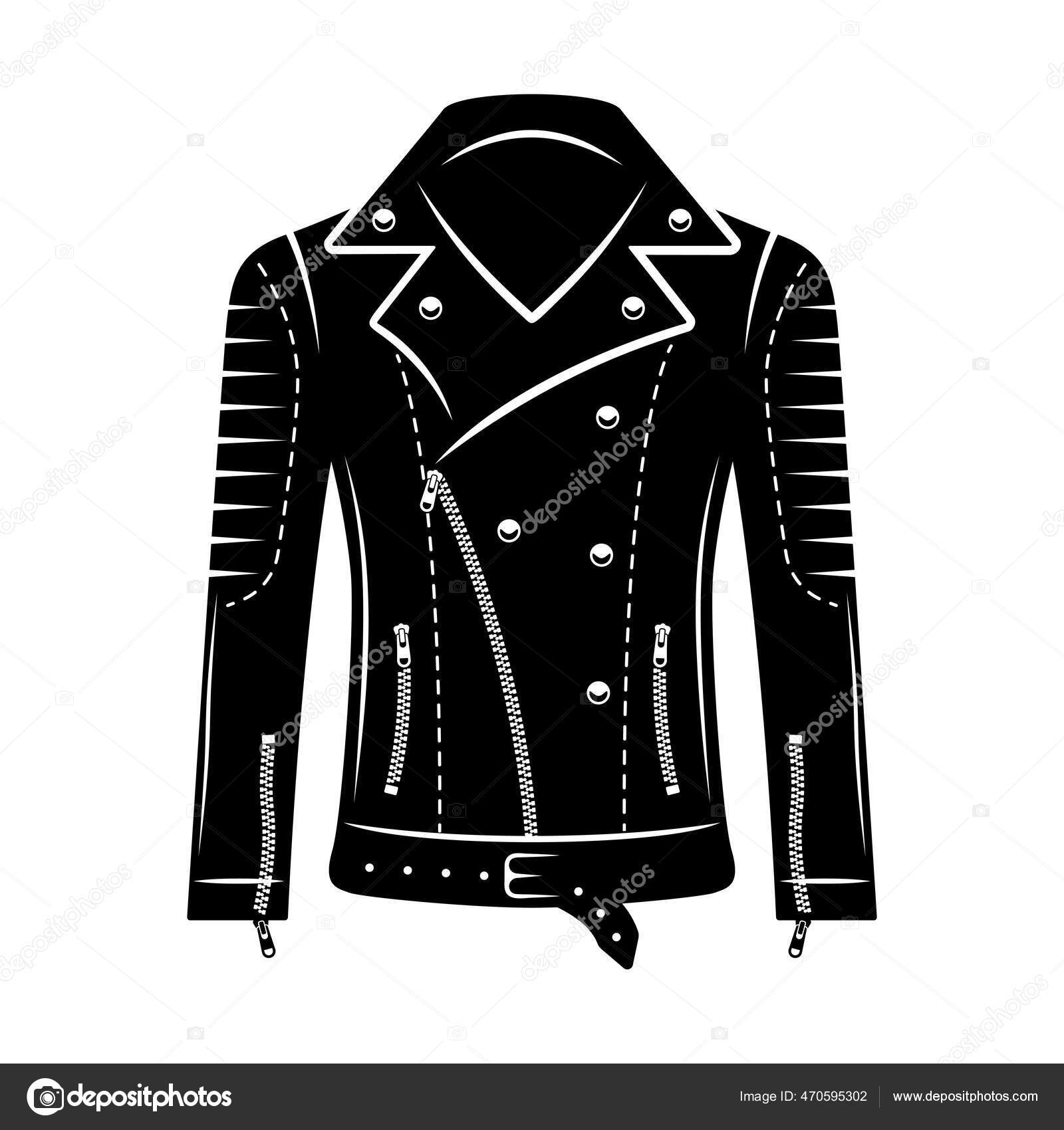 Leather Biker Jacket Vector Object Or Design Element Isolated On White