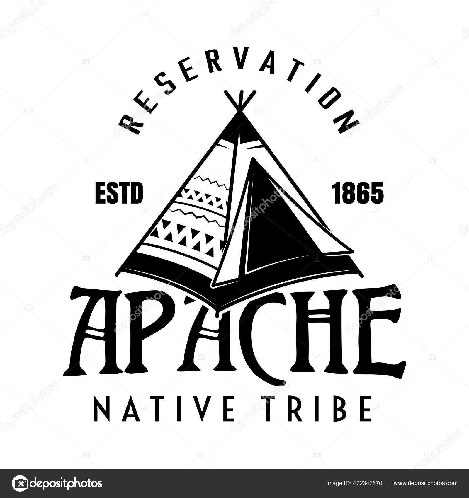 Apache tribe vector vintage emblem, label, badge o logo in monochrome ...