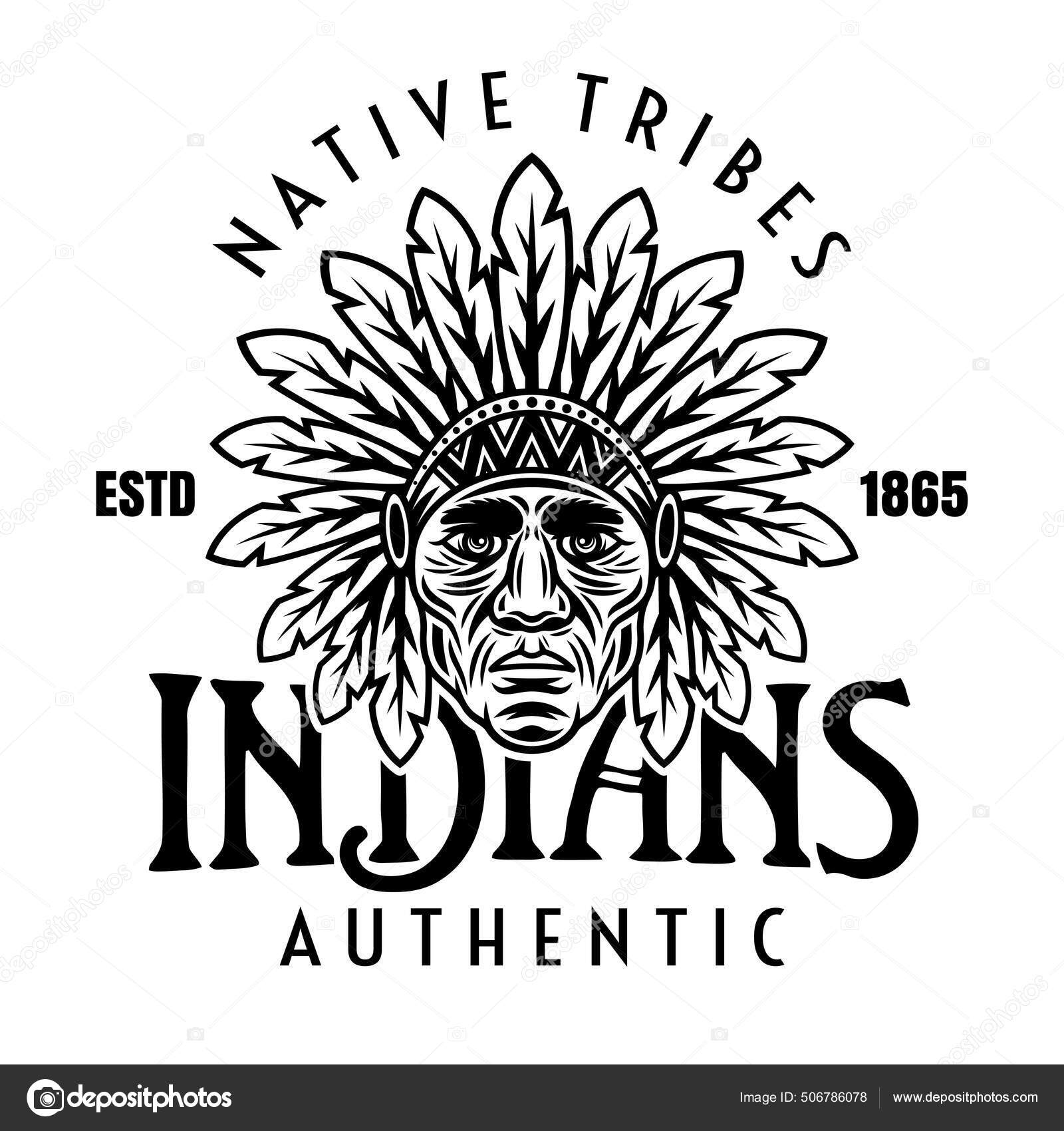 Indians native american tribes vector vintage round emblem, label ...