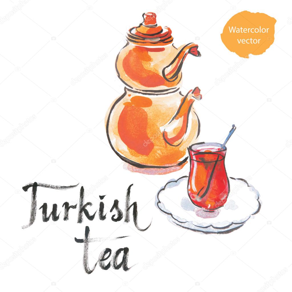 Turkish tea with turkish kettle Stock Vector by ©mimino 77910988