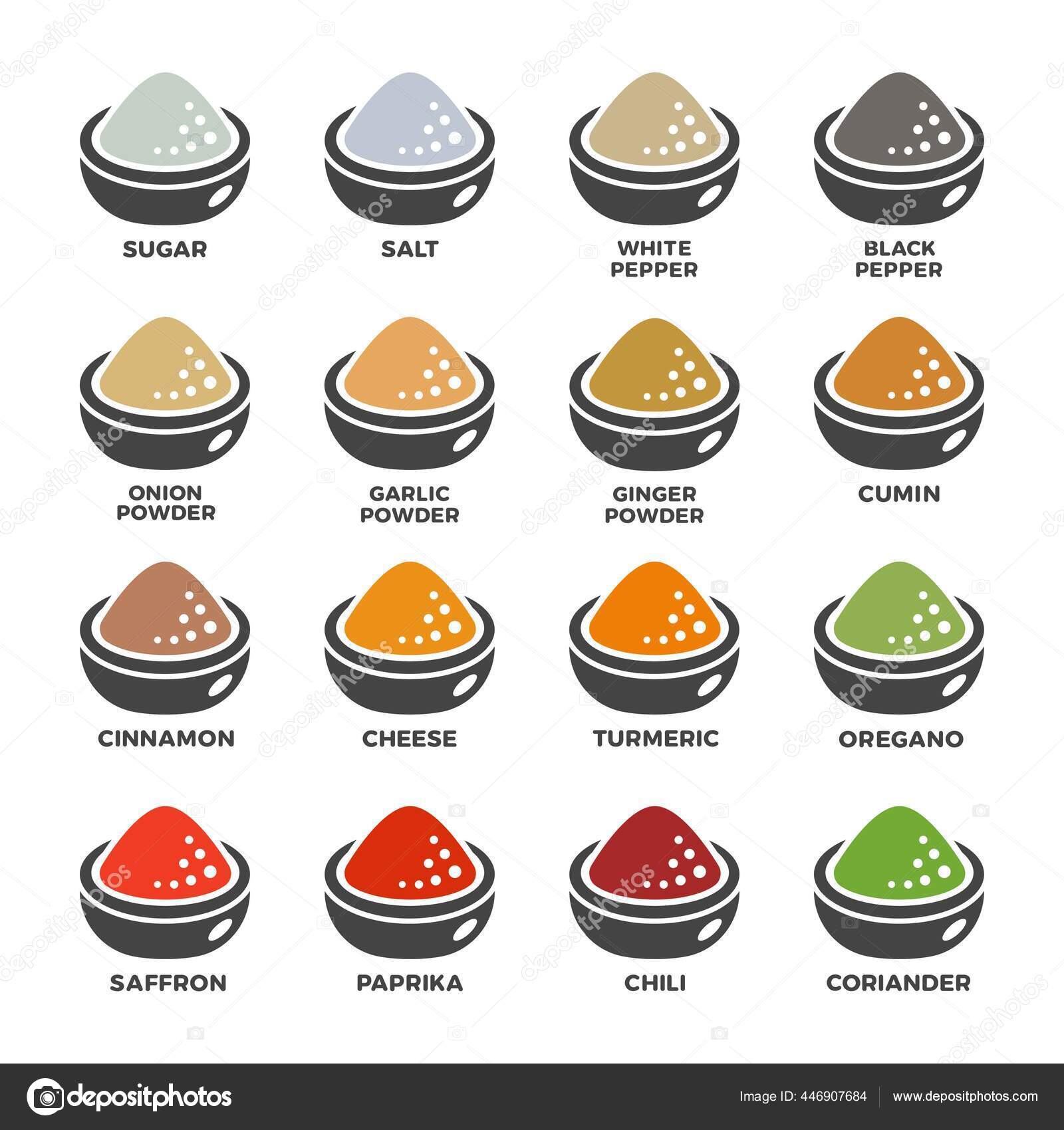 Conjunto Iconos Condimento Vector Ilustración Vector de stock ...