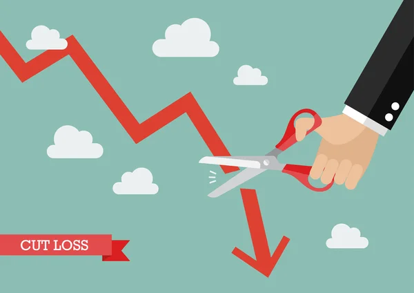 Businessman pushing hard against falling graph down Stock Vector Image ...