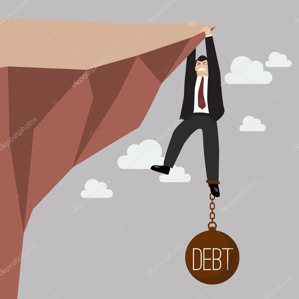 Businessman try hard to hold on the cliff with debt burden Stock Vector ... Businessman try hard to hold on the cliff with debt burden Stock Vector ...
