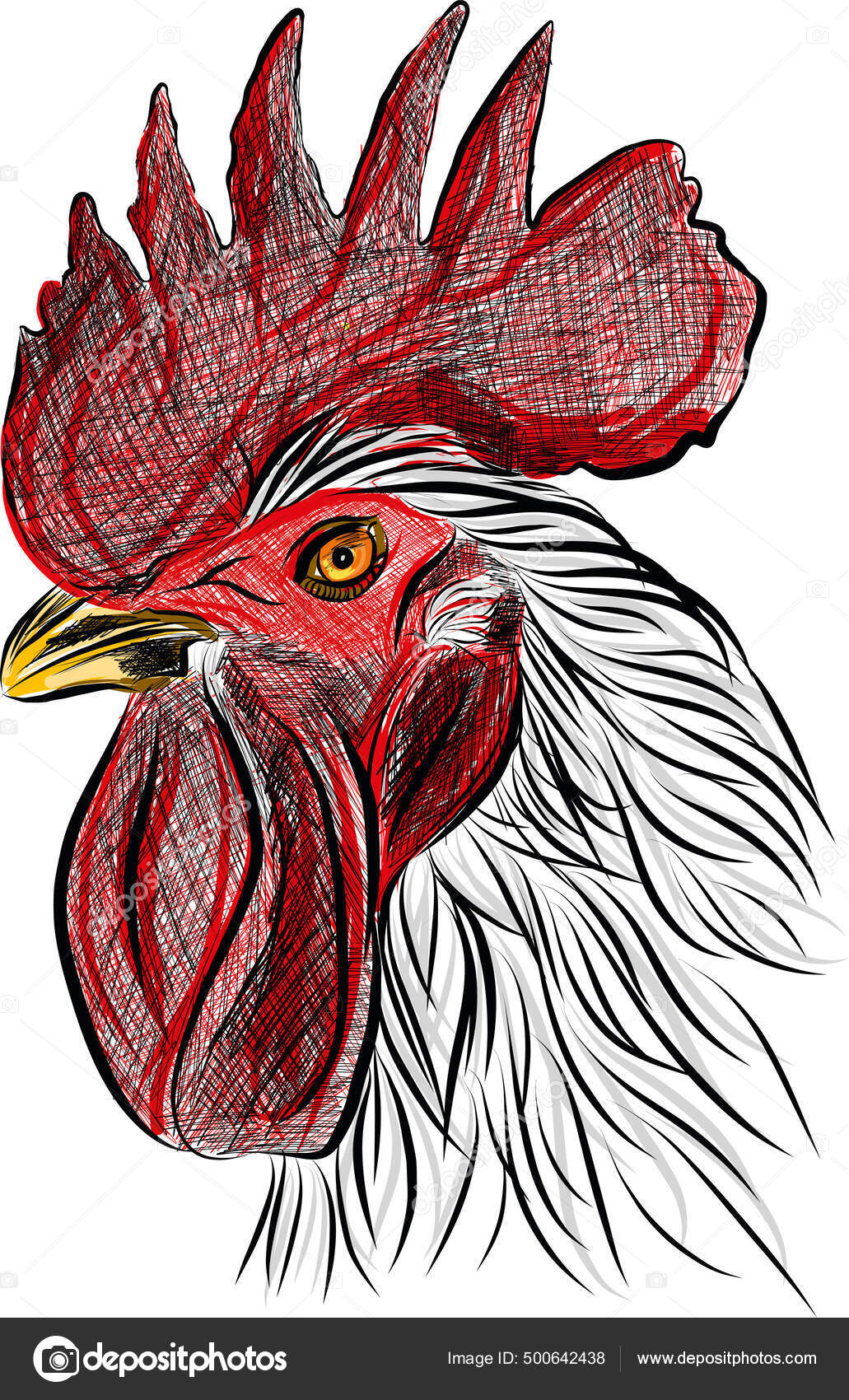White Rooster Hand Drawn Sketch Vector Illustration Stock Vector by ...