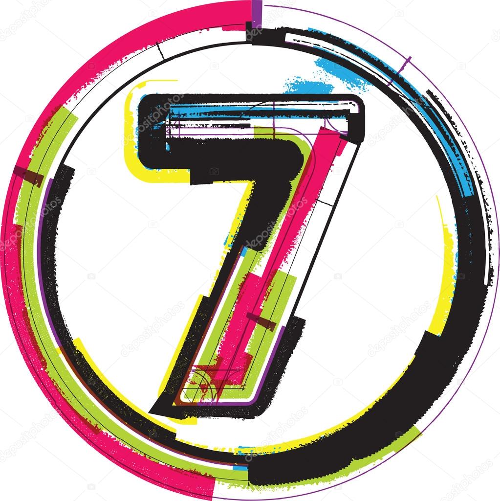 Colorful Grunge Font NUMBER 7 Stock Vector Image by ©aroas #63110257