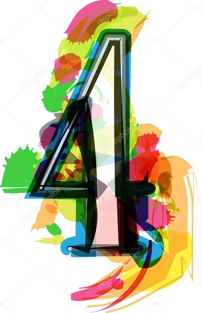 Artistic Font - Number 4 — Stock Vector © aroas #68890101