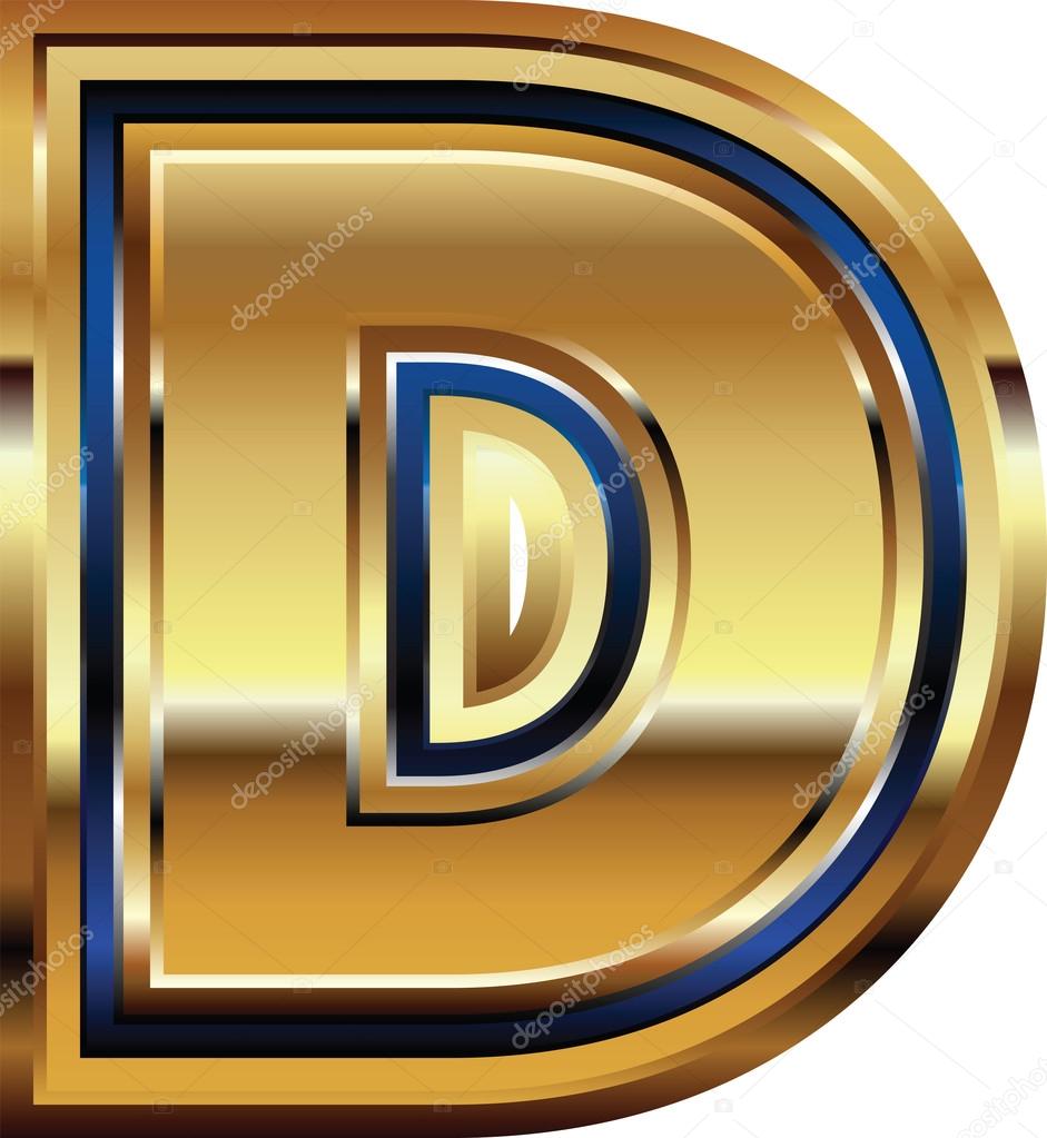 Letra D de fuente dorada Vector de stock #75226493 de ©aroas