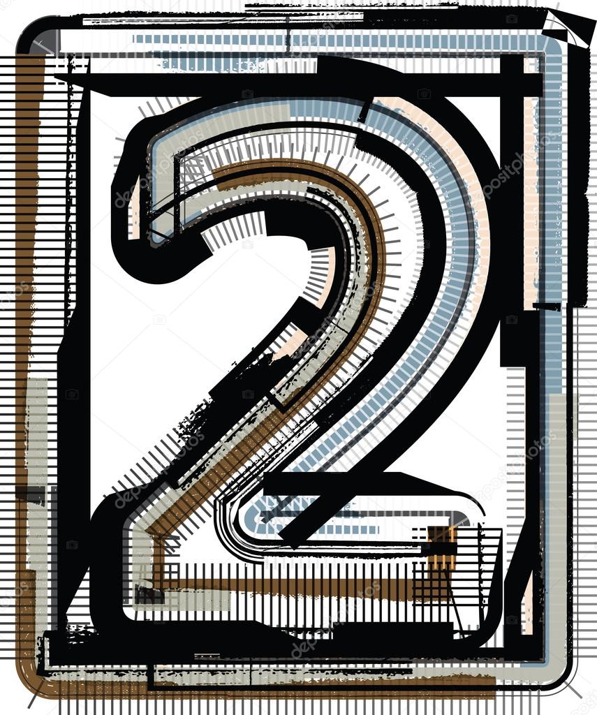 Grunge Font NUMBER 2 Stock Vector by ©aroas 75841115