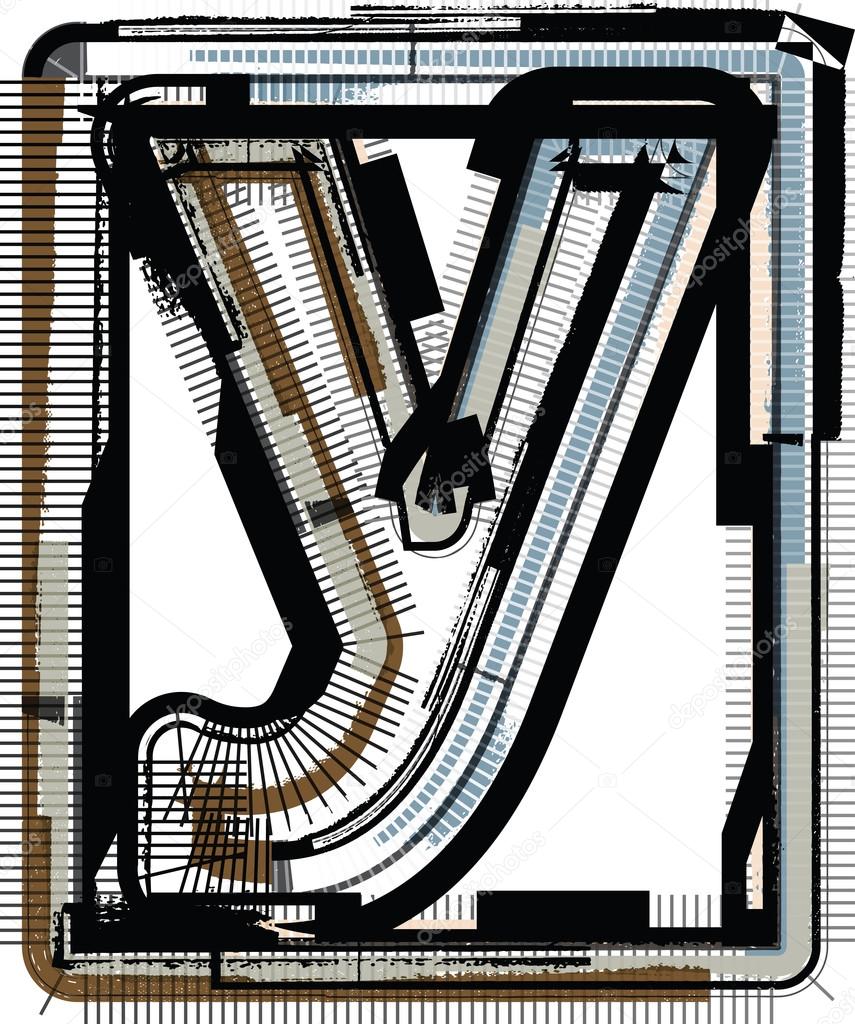 Grunge Font LETTER y Stock Vector by ©aroas 75841735