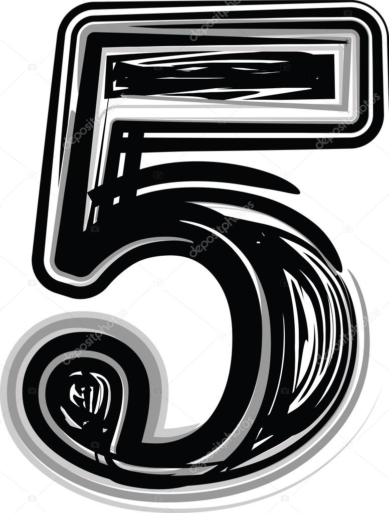 Freehand Typography Number 5 Stock Vector by ©aroas 76164031
