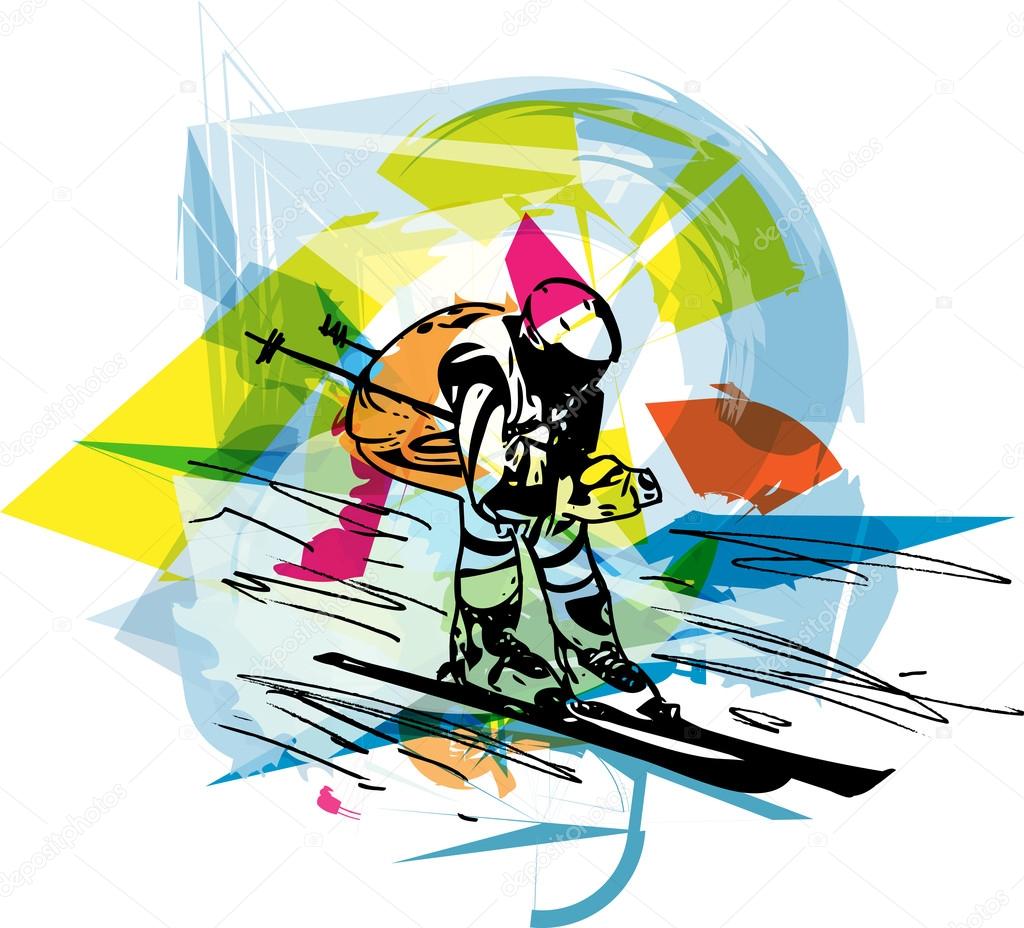 Skiing sketch illustration Stock Vector by ©aroas 80663562
