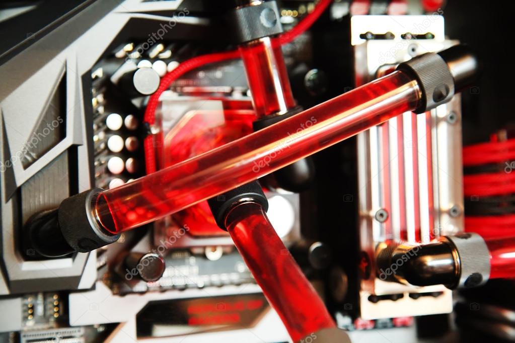 Inside computer water cooling system closeup Stock Photo by ©rawgroup ...