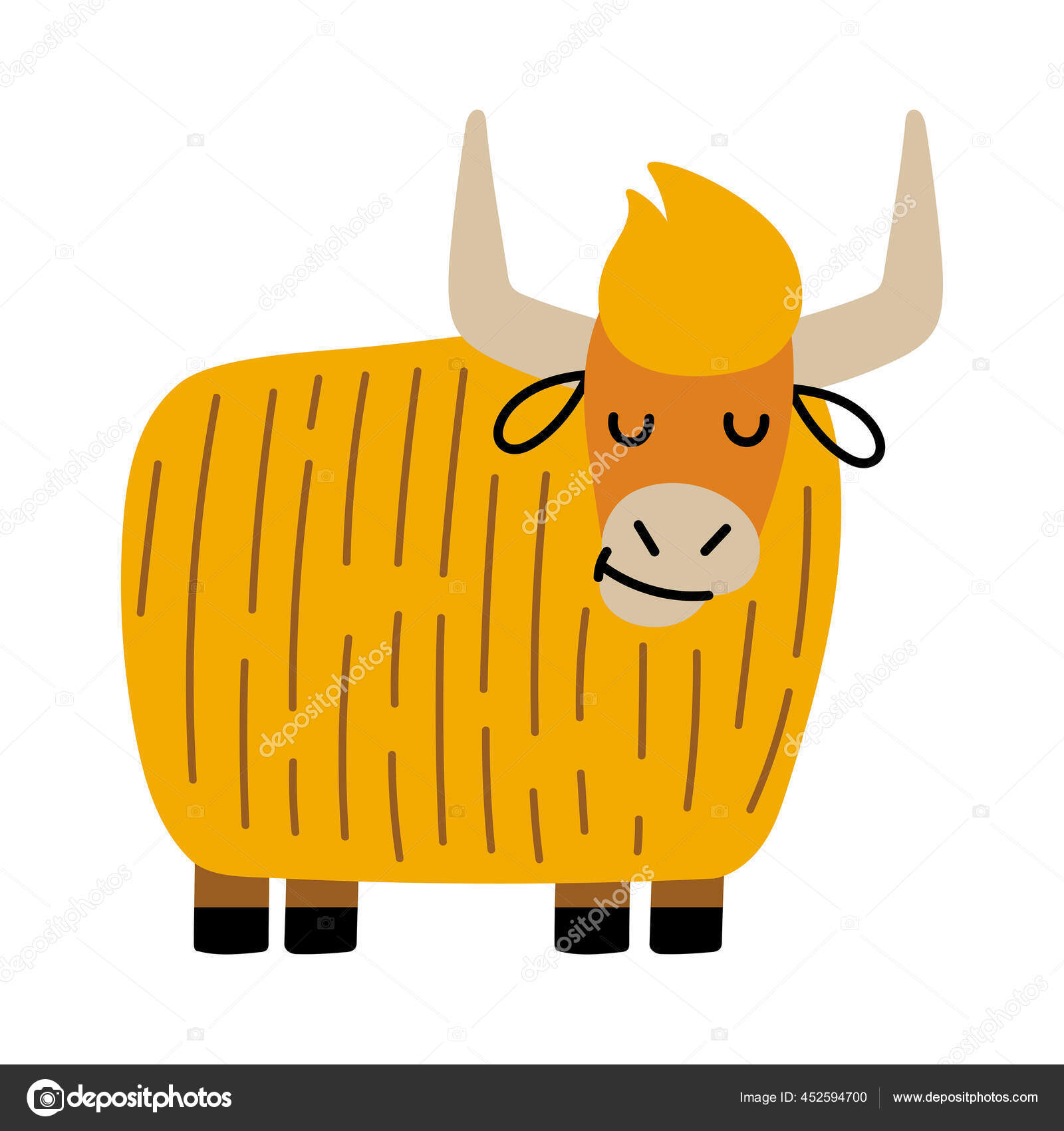 Cute Yak Isolated White Background Flat Cartoon Vector Illustration Stock Vector by ©Balenciaga ...