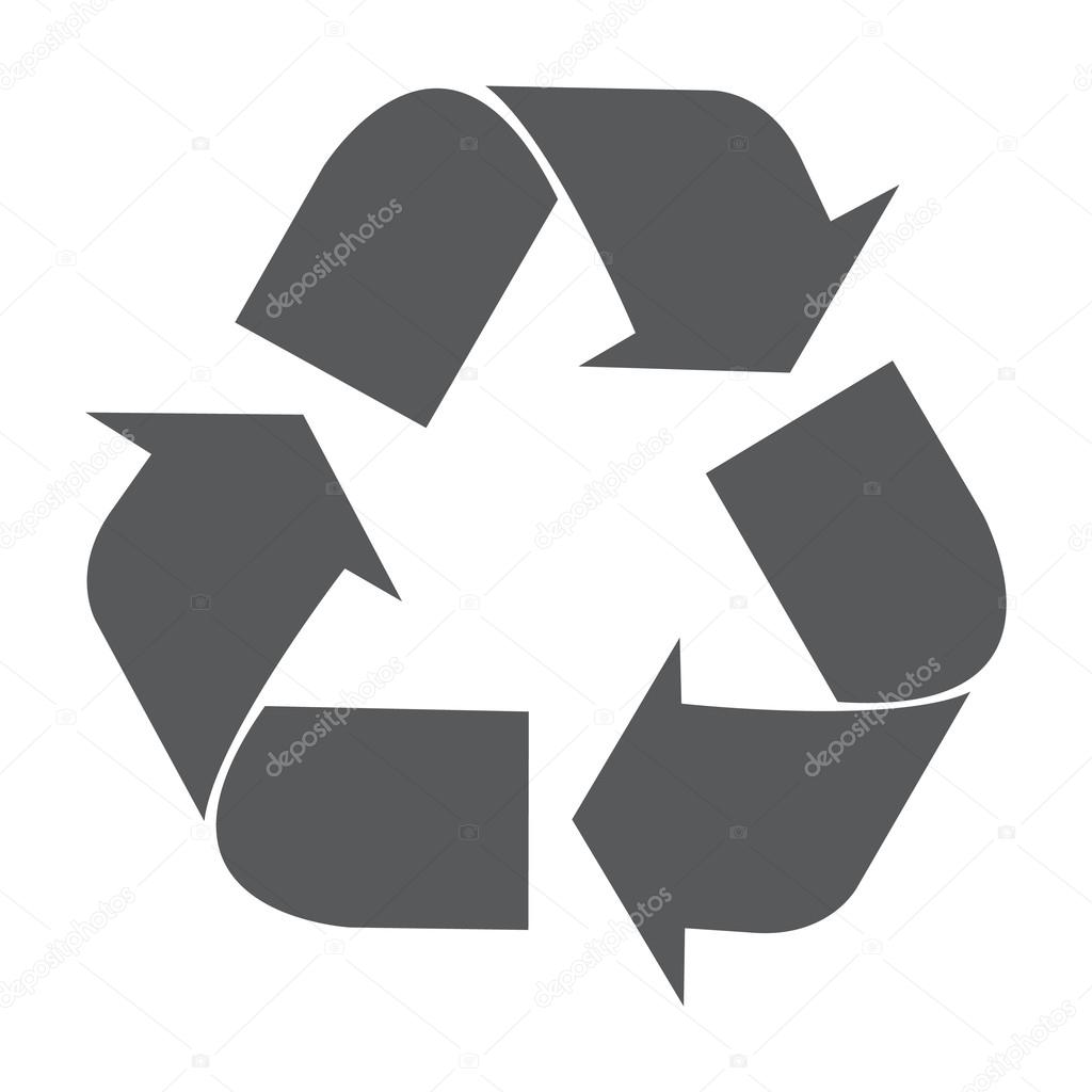 Recycle vector icon. Style is flat symbol, gray color, white background ...