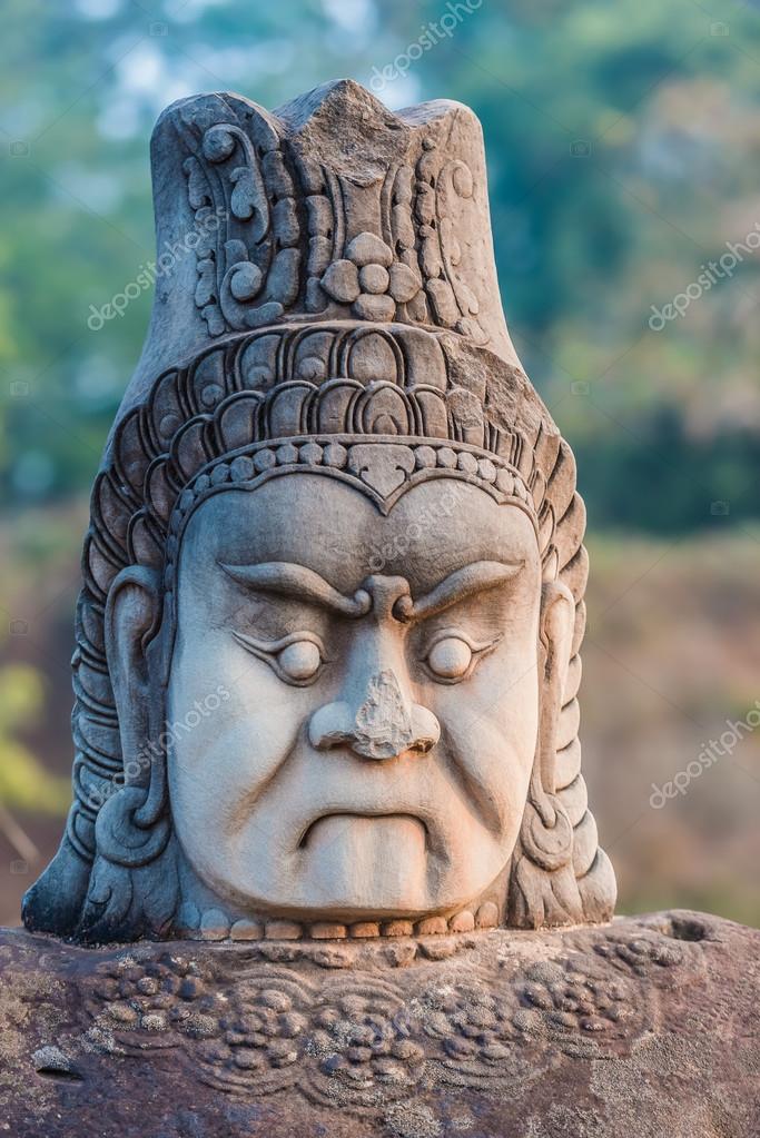 Khmer statue south gate bridge Angkor Thom Cambodia Stock Photo by ...