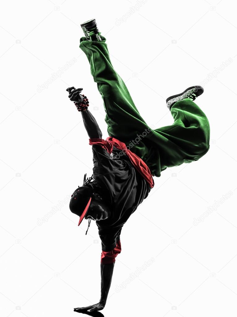 Hip hop acrobatic break dancer breakdancing young man handstand — Stock ...