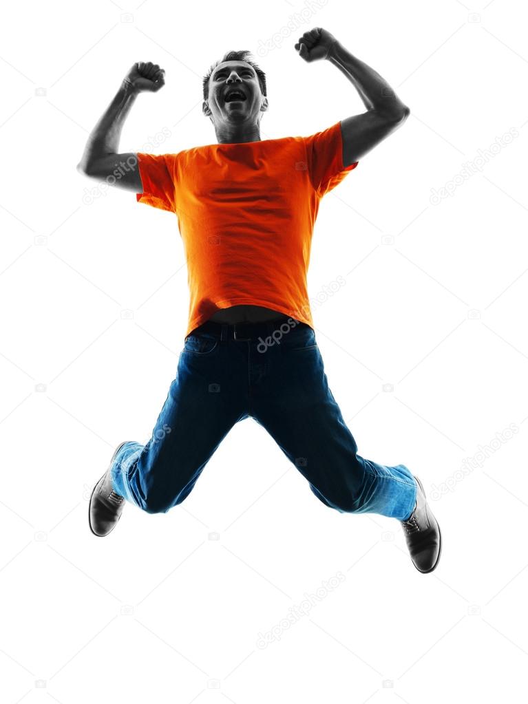 Happy man jumping Stock Photo by ©STYLEPICS 91536202