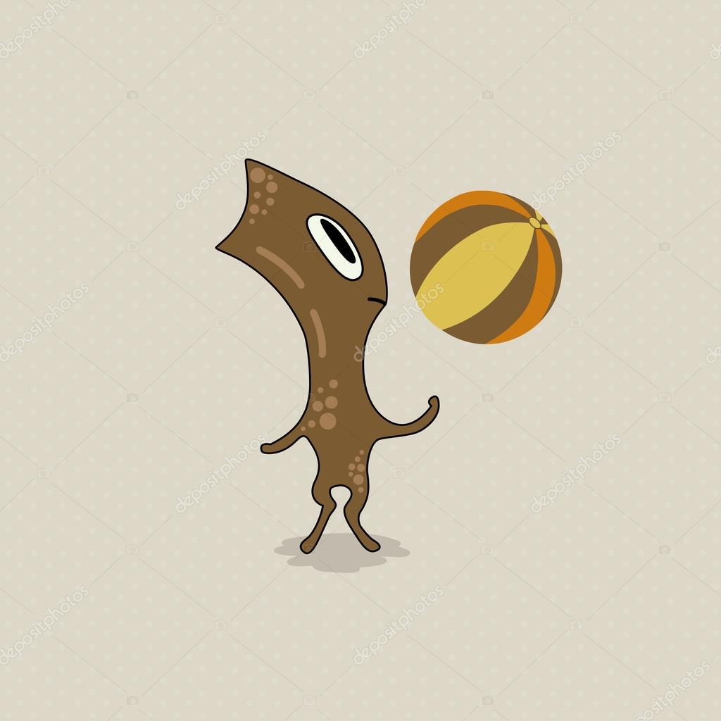 Cute cartoon monster with a ball Stock Vector by ©rodicabruma 65203909