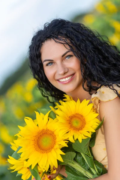 Woman smiling flowers Stock Photos, Royalty Free Woman smiling flowers ...