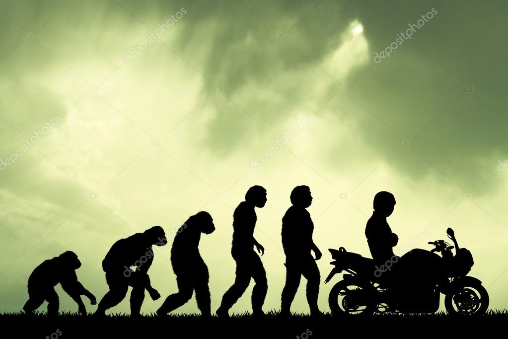 Human evolution with motorcycle Stock Photo by ©adrenalina 113684980