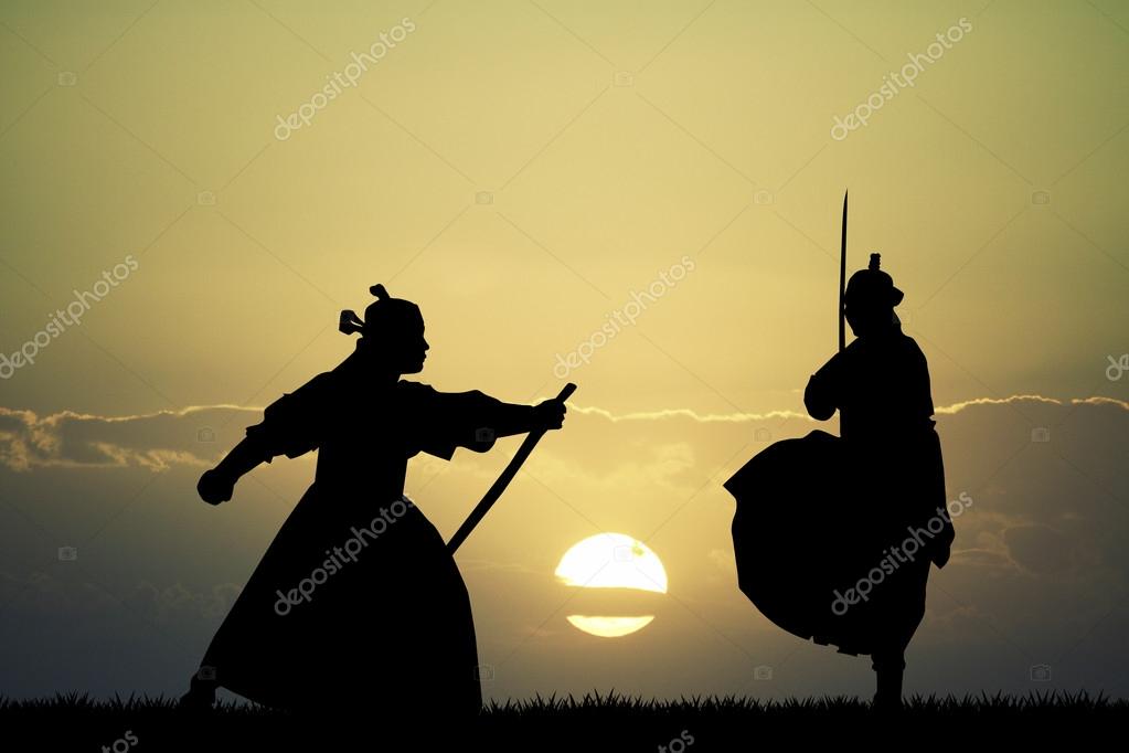 Fighting Samurai at sunset Stock Photo by ©adrenalina 52103713