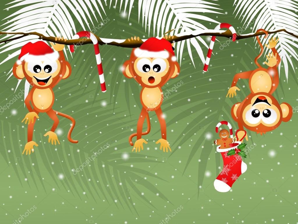 Cartoon Christmas Monkey