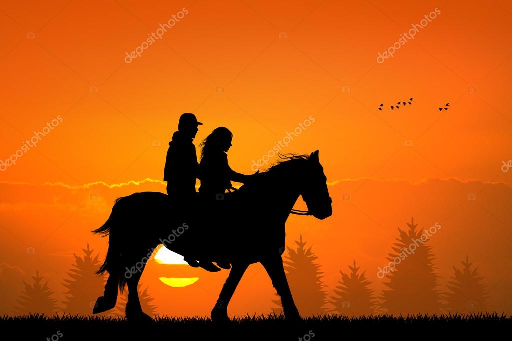 Horse And Rider Silhouette Sunset