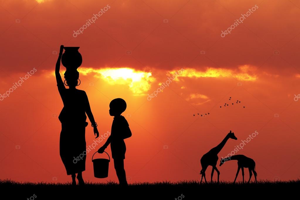 Mulher Africana Carregando Agua