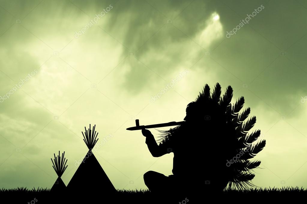 Native American Indian at sunset — Stock Photo © adrenalina #93128420