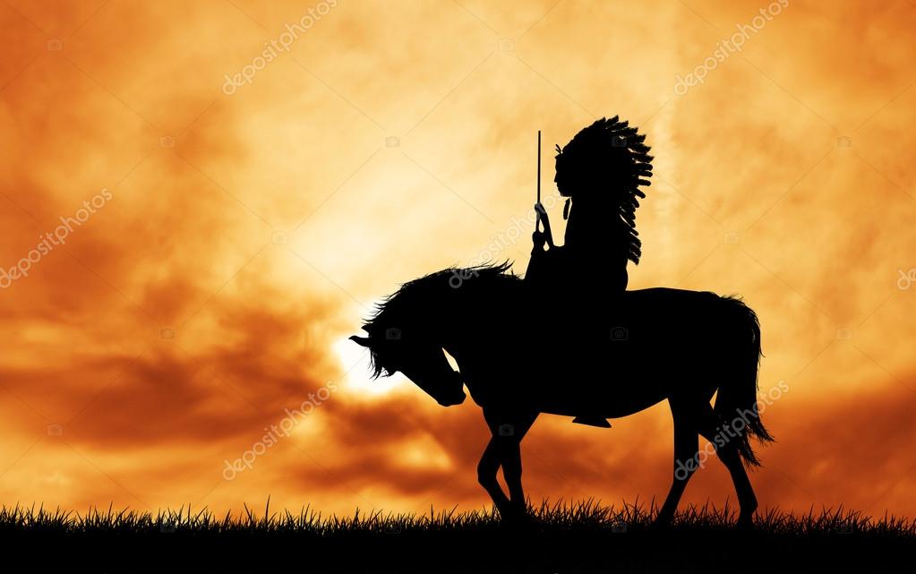 Native American On Horse Silhouette