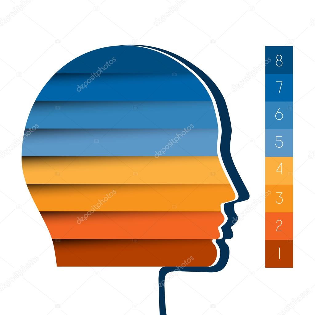 Head the person from colour strips template for 8 positions Stock ...
