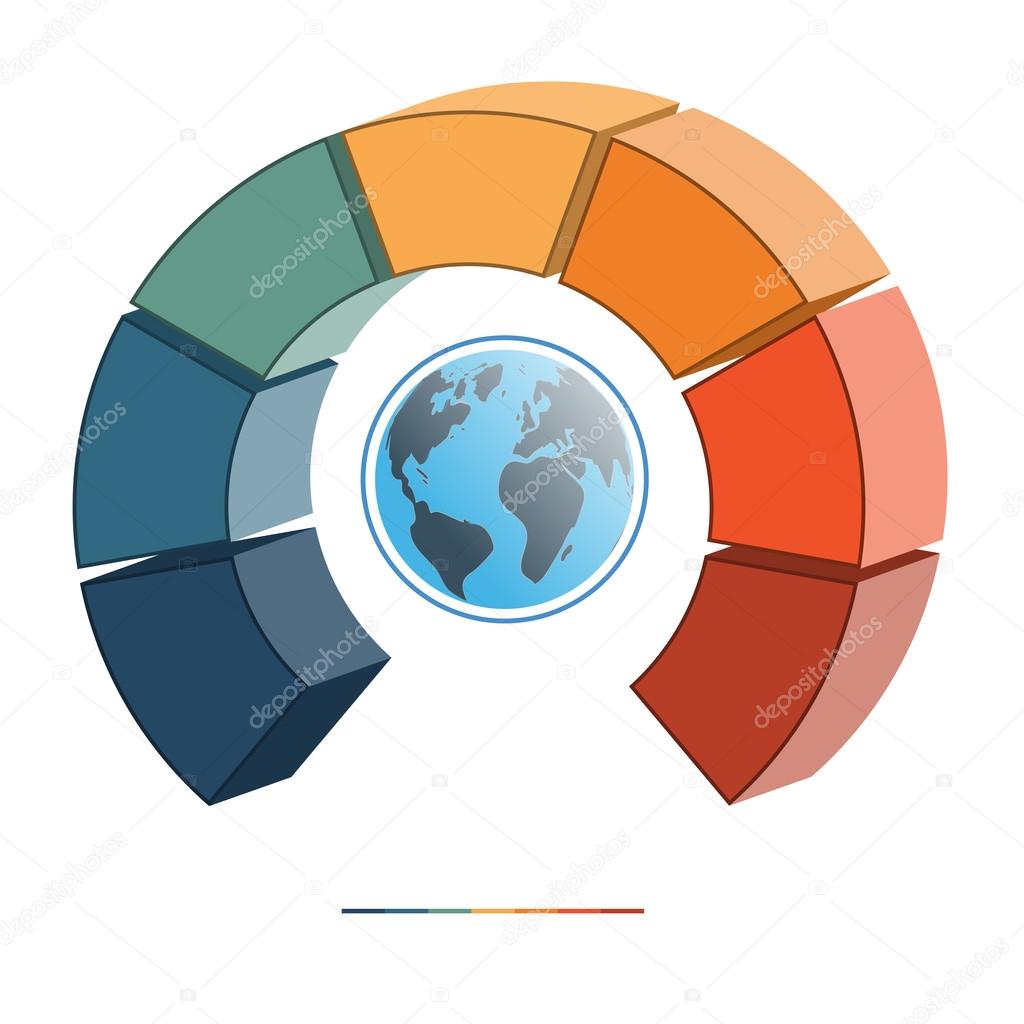 Template infographics coloured semicircle seven positions 3D Stock ...