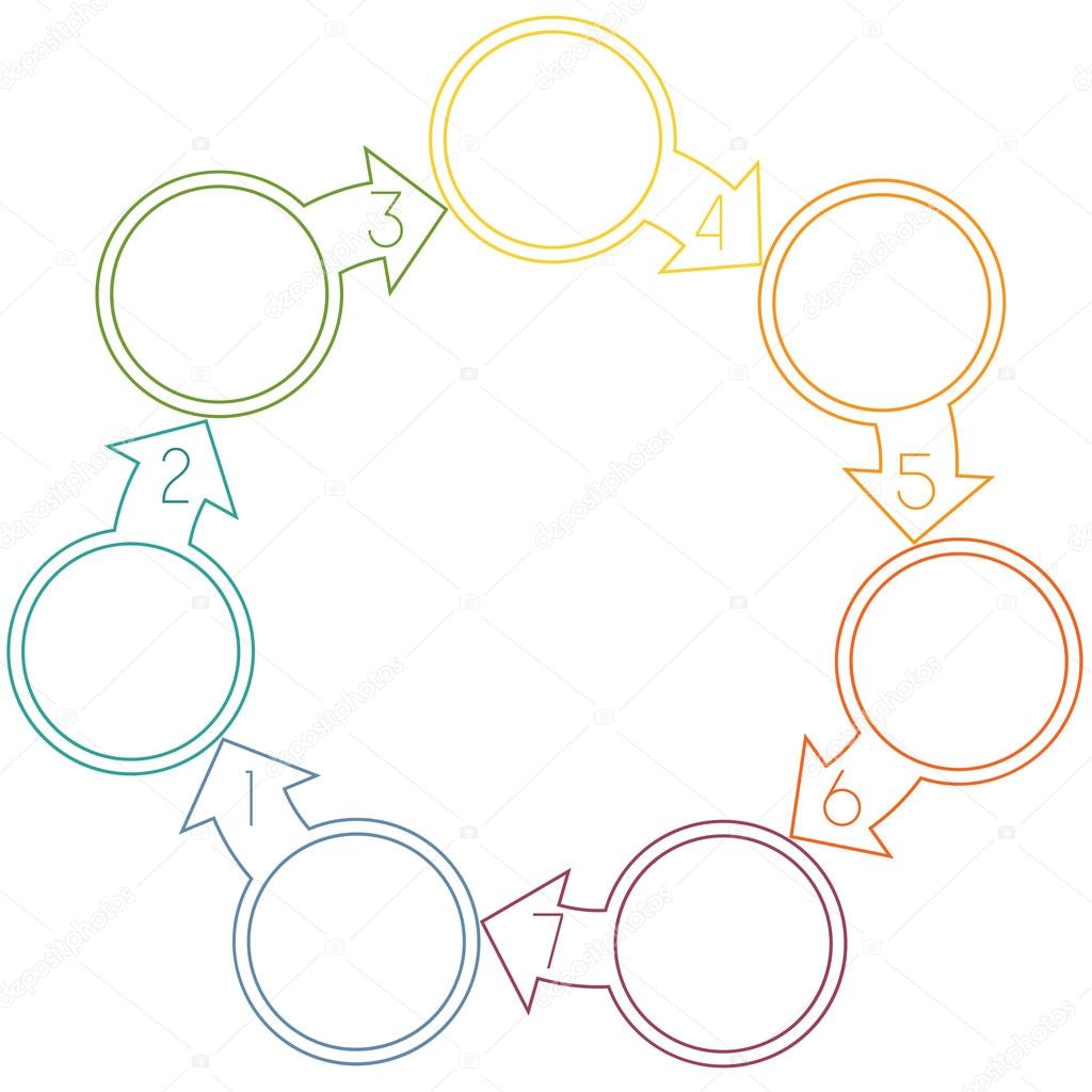 Seven Circles with arrow from colourful lines — Stock Photo © assistant ...