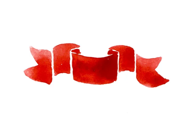 Watercolor collection red pink ribbons set. Hand drawn design elements ...