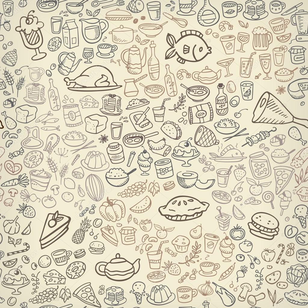 Doodle food icons seamless background — Stock Vector © Red_Spruce #67776721