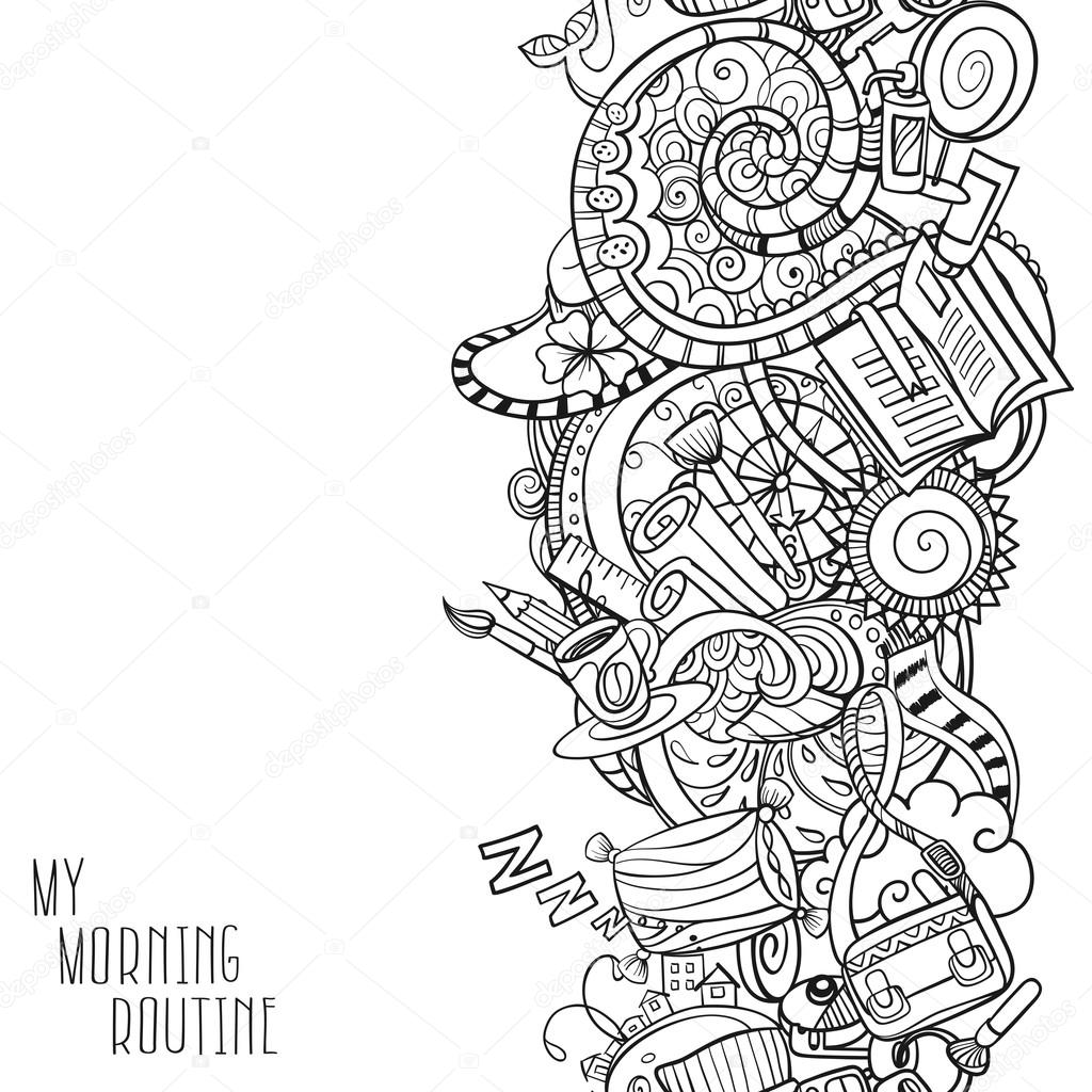 Cartoon doodles, morning routine Stock Vector Image by ©Red_Spruce ...