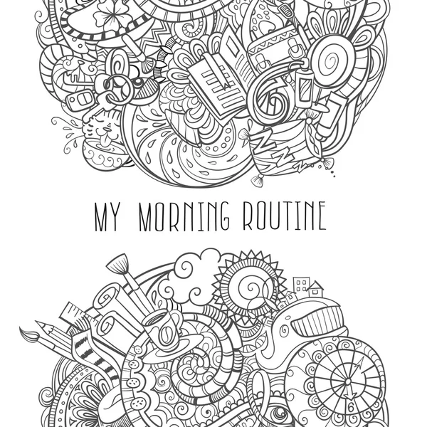 Cartoon doodles, morning routine Stock Vector Image by ©Red_Spruce ...