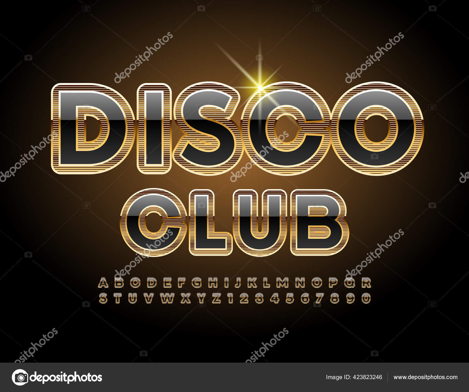 Vector Premium Emblem Disco Club Shiny Black Gold Font Luxury Stock ...