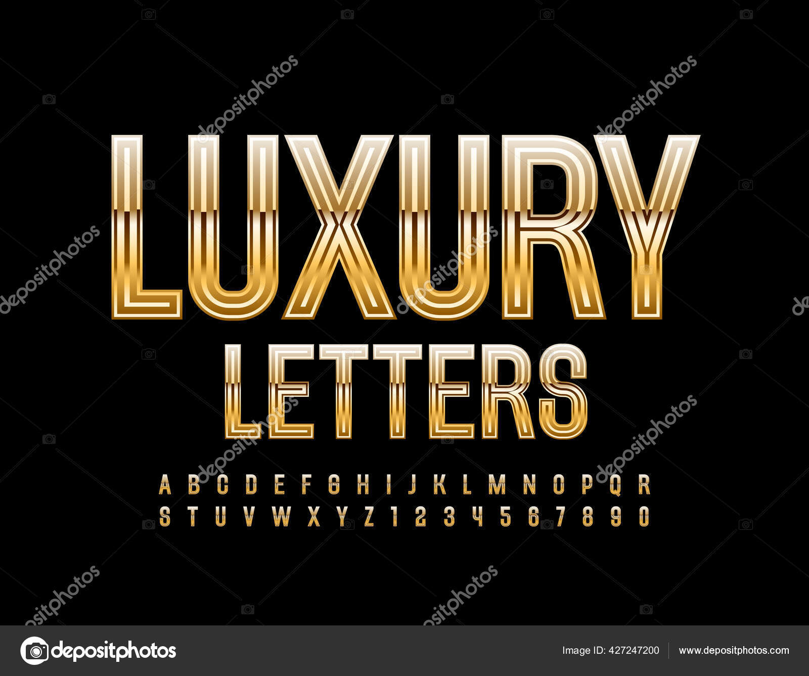 Vector Luxury Font Exclusive Golden Alphabet Letters Numbers Stock ...