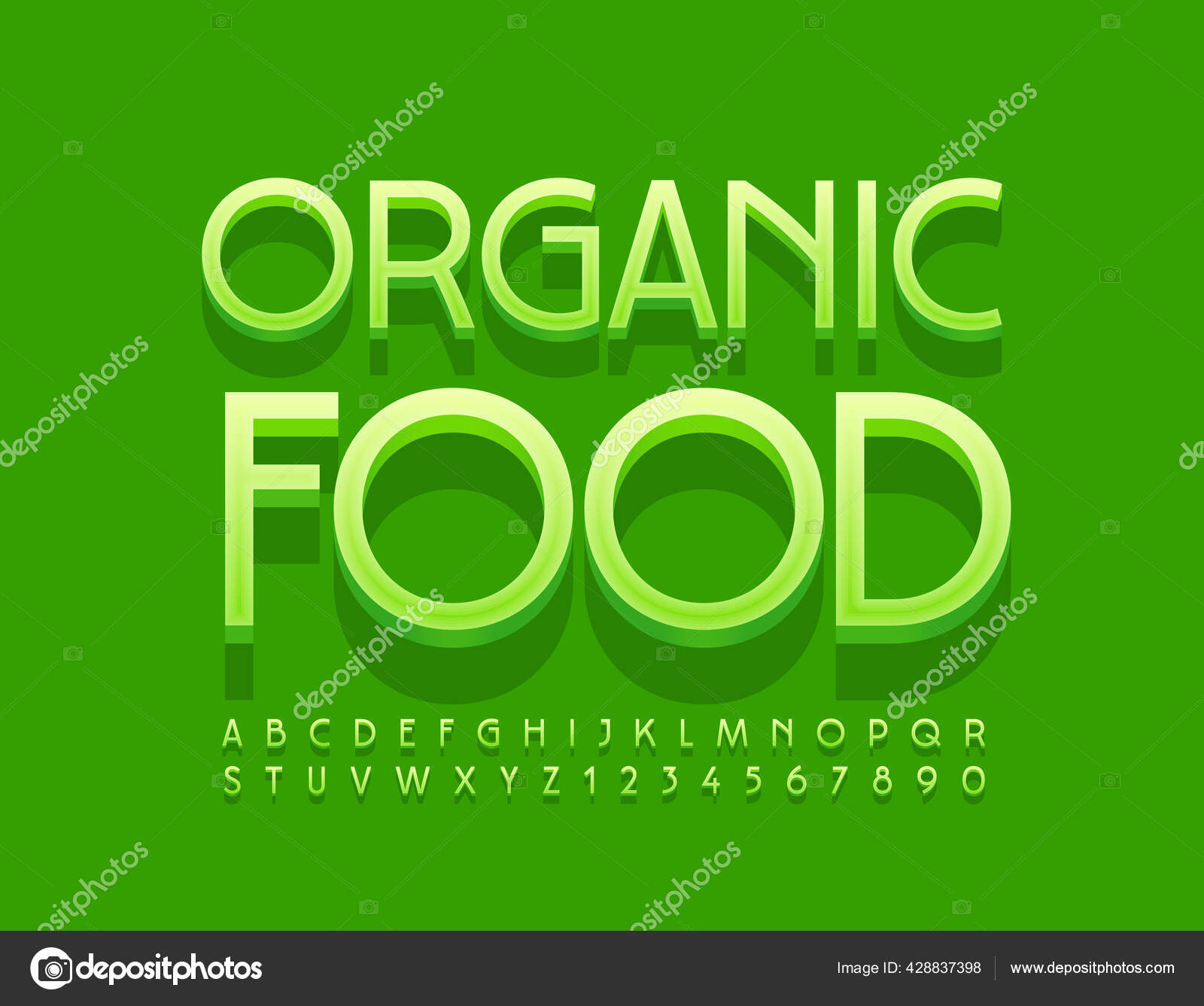 Vector Trendy Banner Organic Food Modern Font Creative Alphabet Letters ...