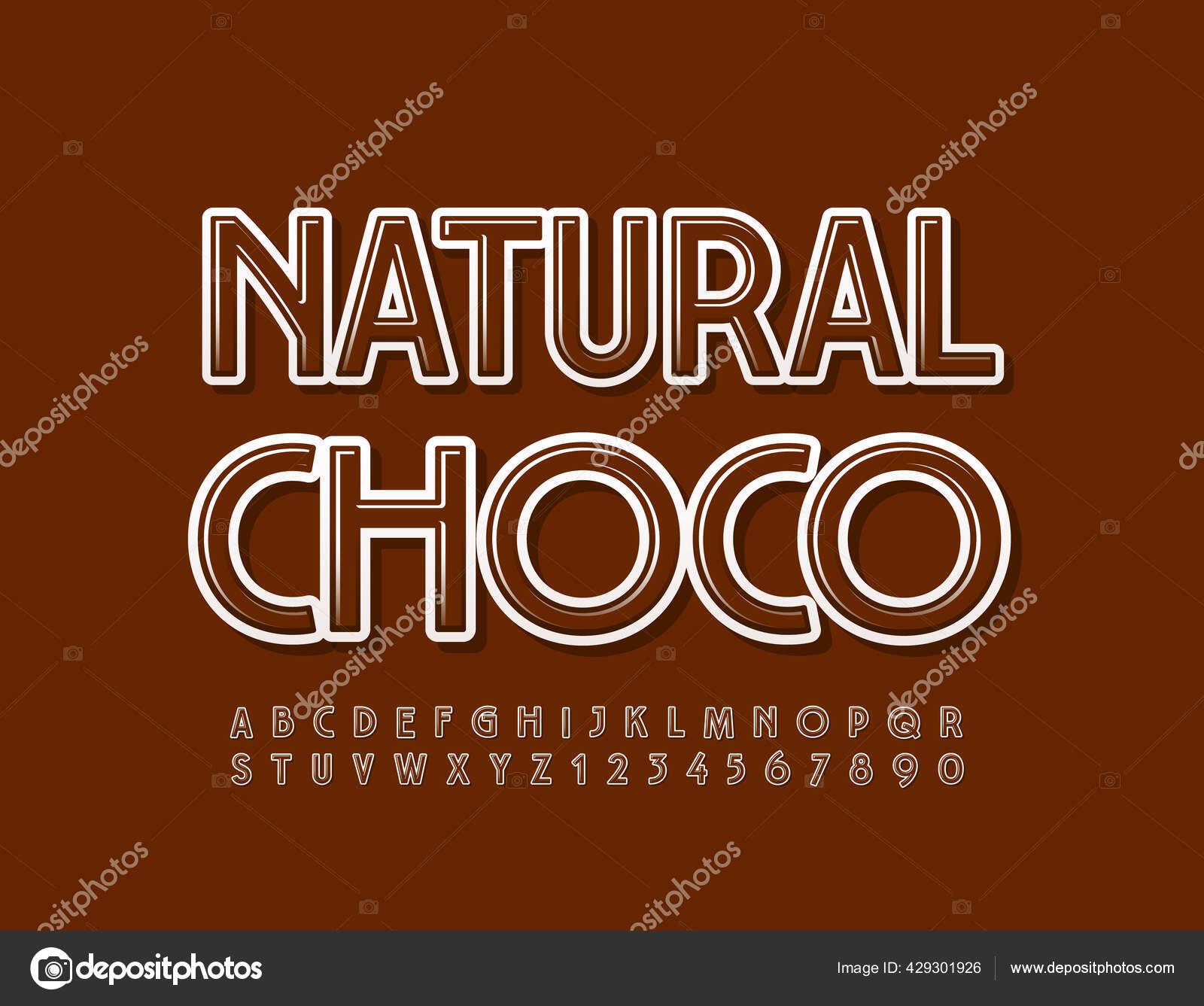 Vector Delicious Emblem Natural Choco Brown White Modern Font Elegant ...