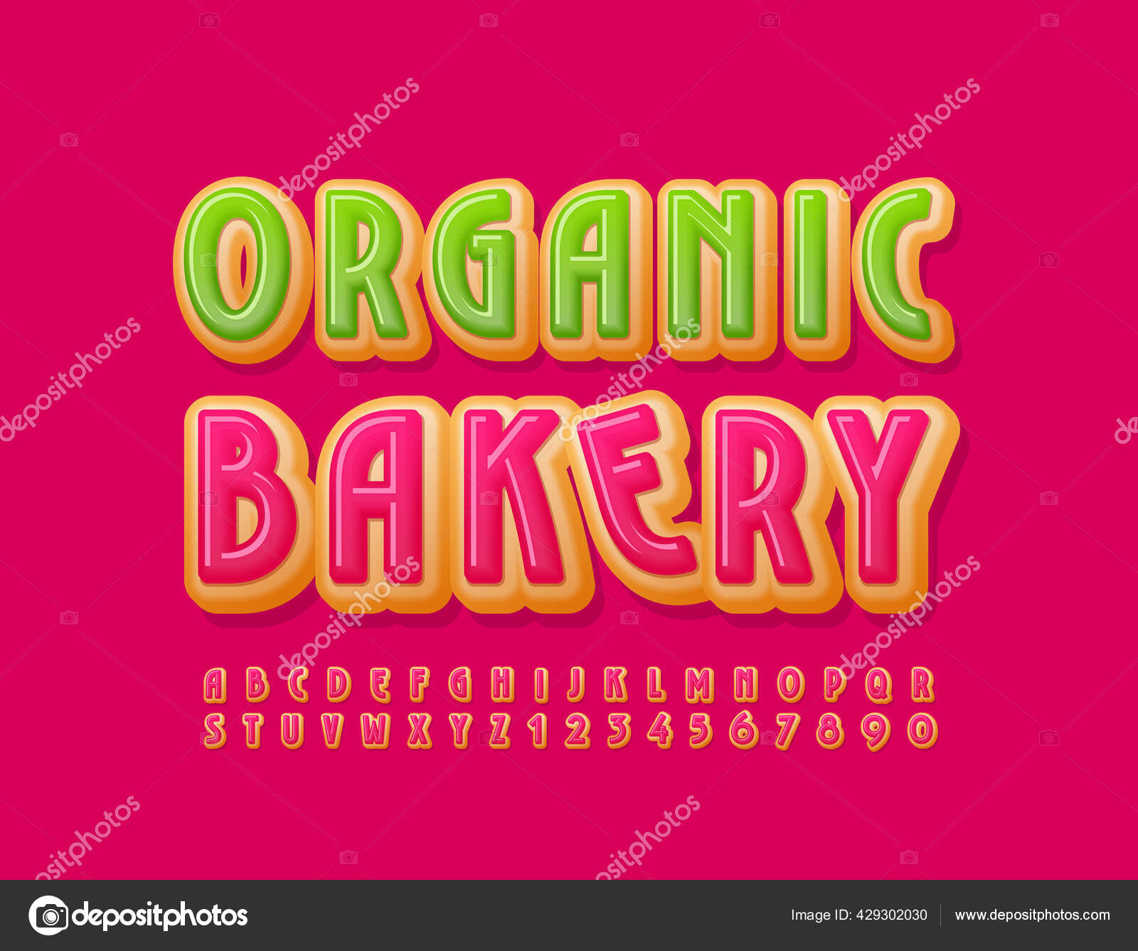 Vector Delicious Logo Organic Bakery Tasty Glazed Font Sweet Alphabet ...
