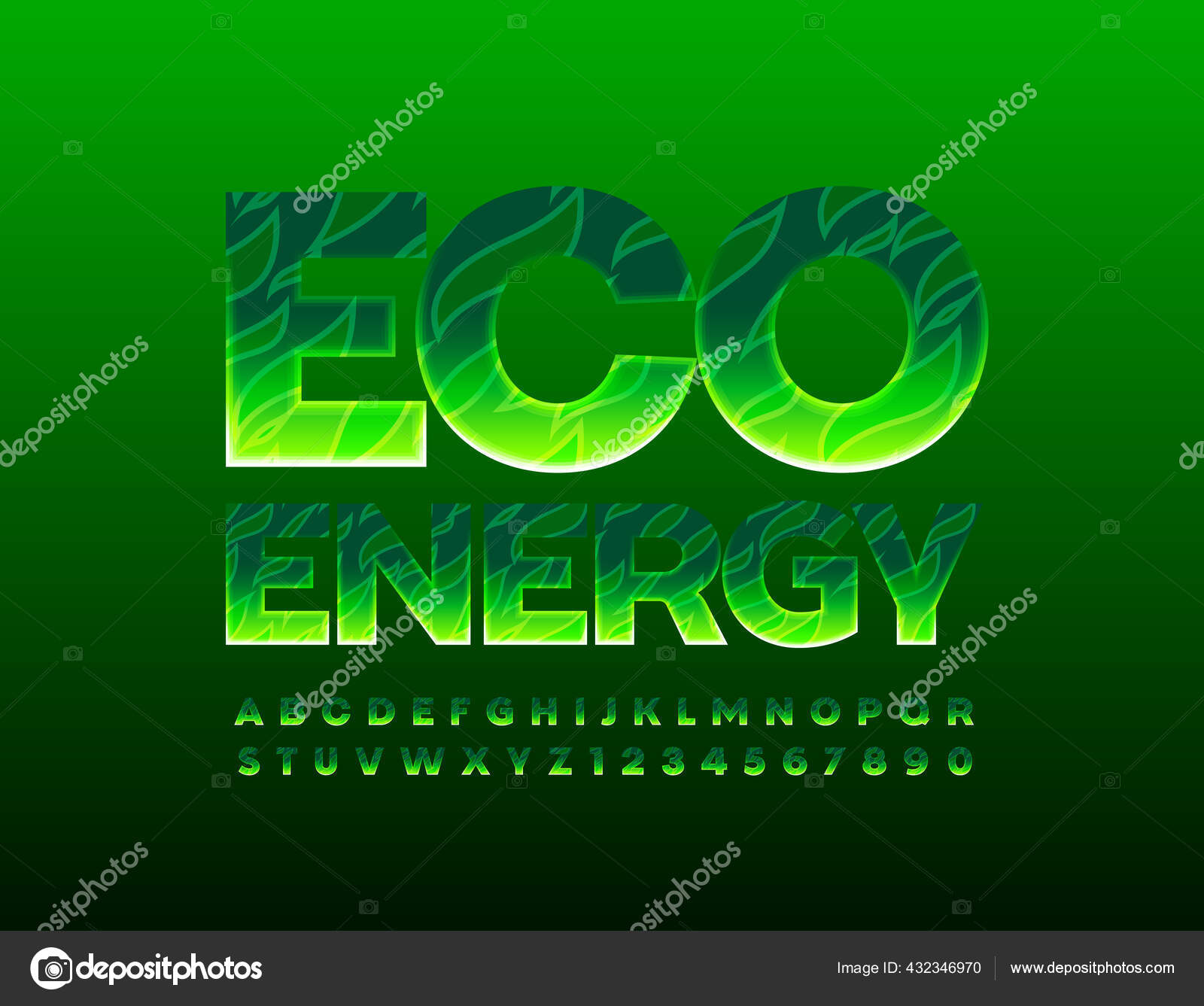 Eco Energy Lettering Leaves Font Letters Stock Vector by ©dgbomb 432346970