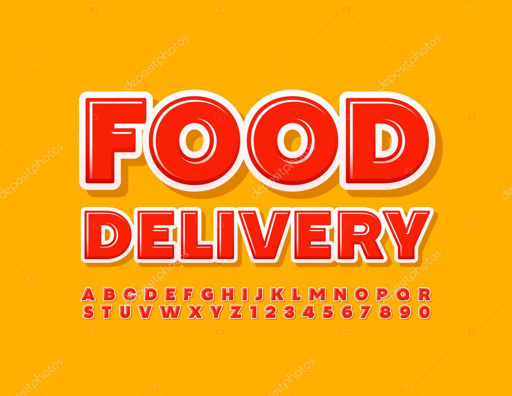 Vector logo moderno Comida a domicilio con brillante fuente brillante ...