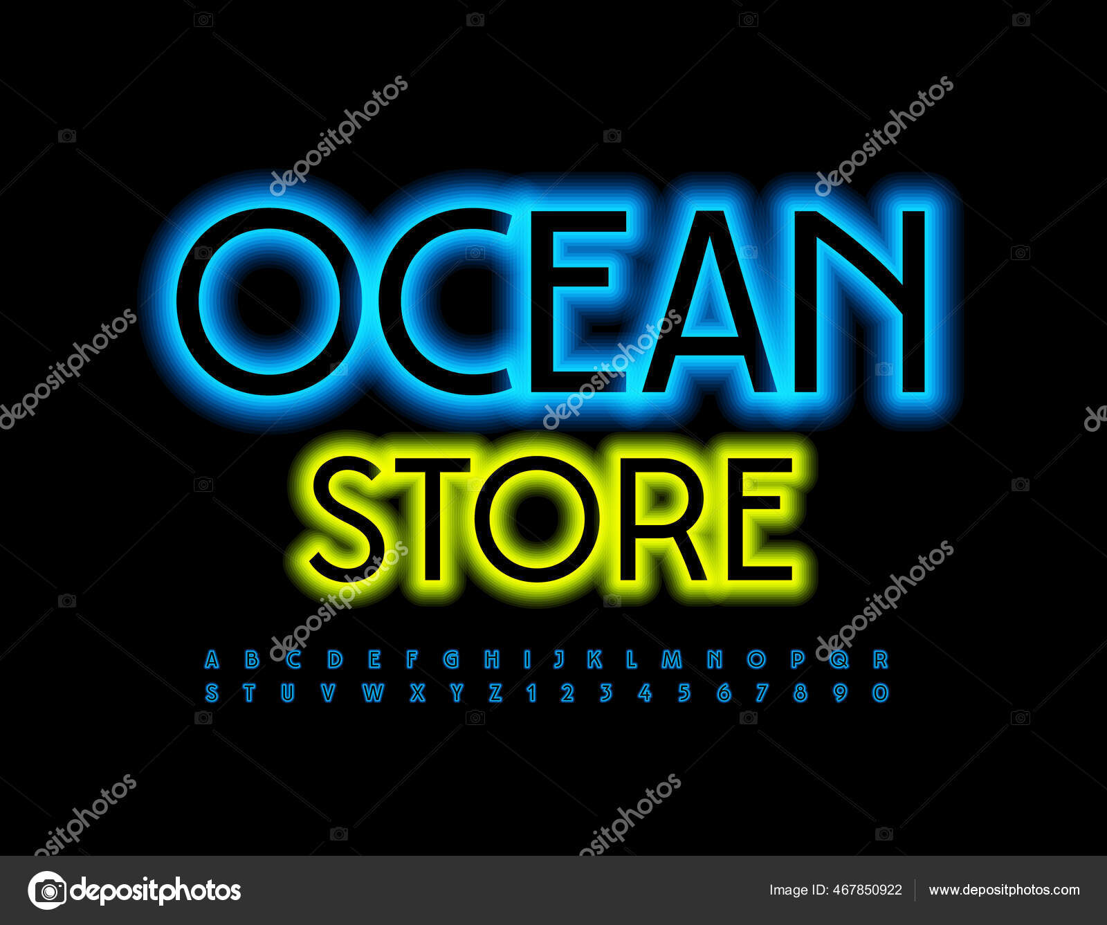 Vector Colorful Logo Ocean Store Modern Font Creative Alphabet Letters ...